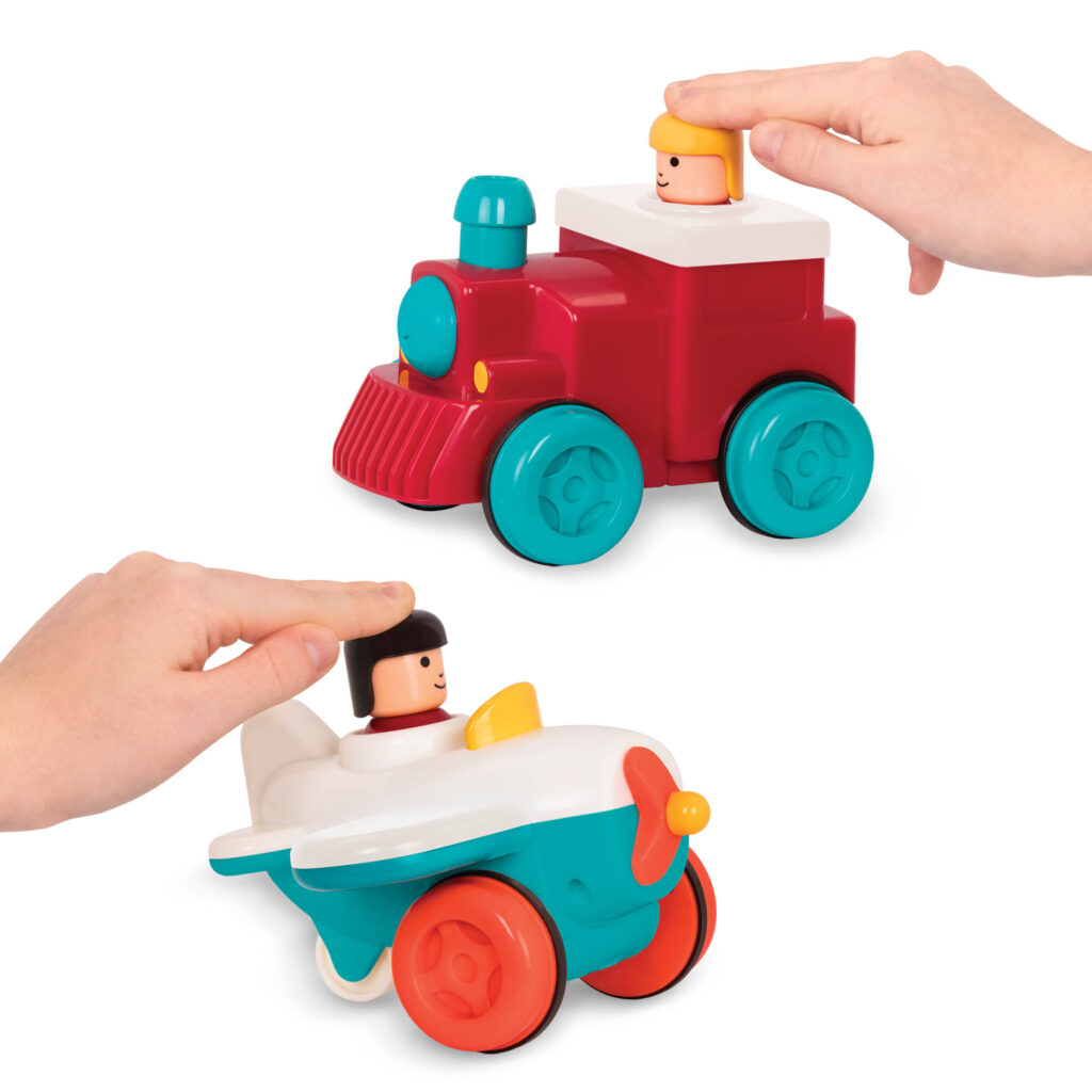 Pump and Go Airplane & Train | Push and Go Toy Vehicles | Battat