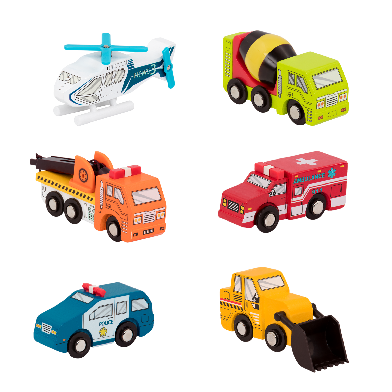 Wooden Vehicles - Set 1 | Classic Miniature Vehicles | Battat