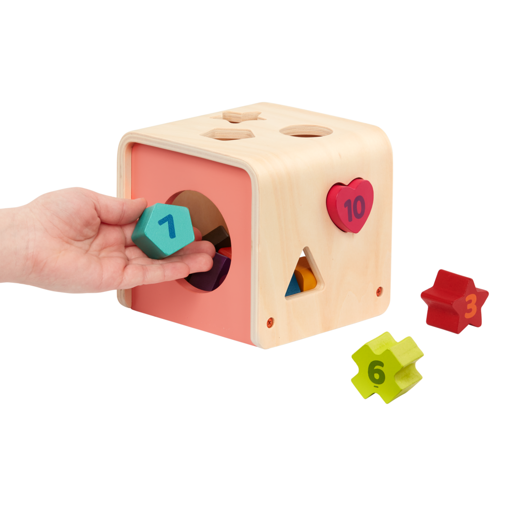 Count & Sort Cube | Wooden Shape Sorter Cube | Battat