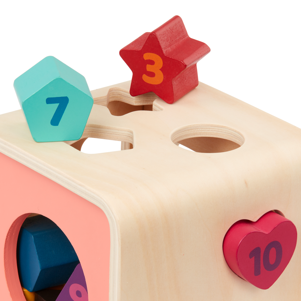 Count & Sort Cube | Wooden Shape Sorter Cube | Battat
