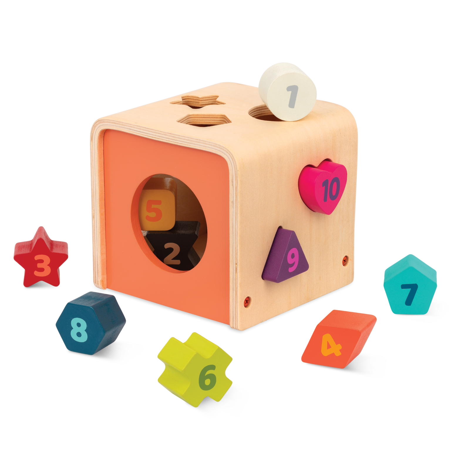 Count & Sort Cube | Wooden Shape Sorter Cube | Battat