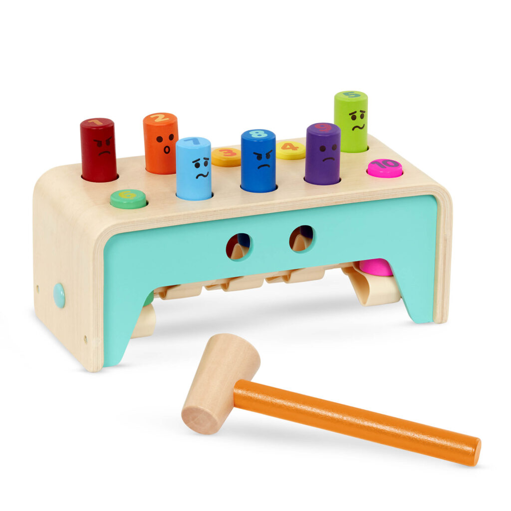 Pound & Count Bench | Wooden Pounding Bench Toy | Battat
