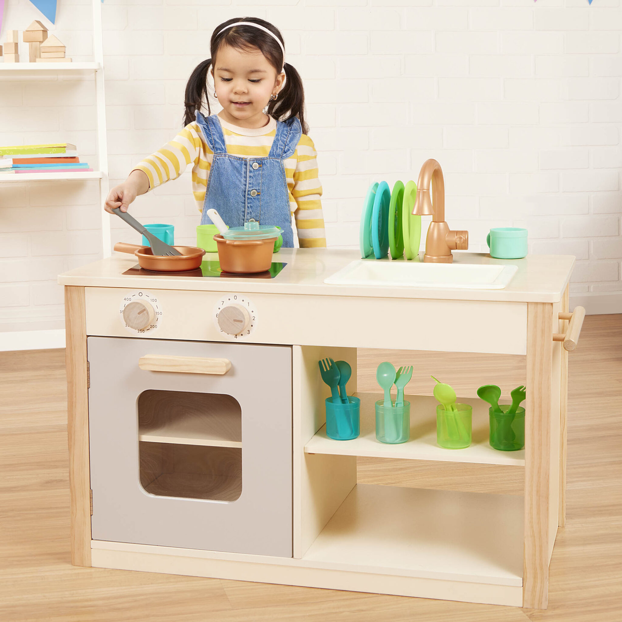 Two n' One Cookin' Fun | Wooden Play Kitchen | Battat