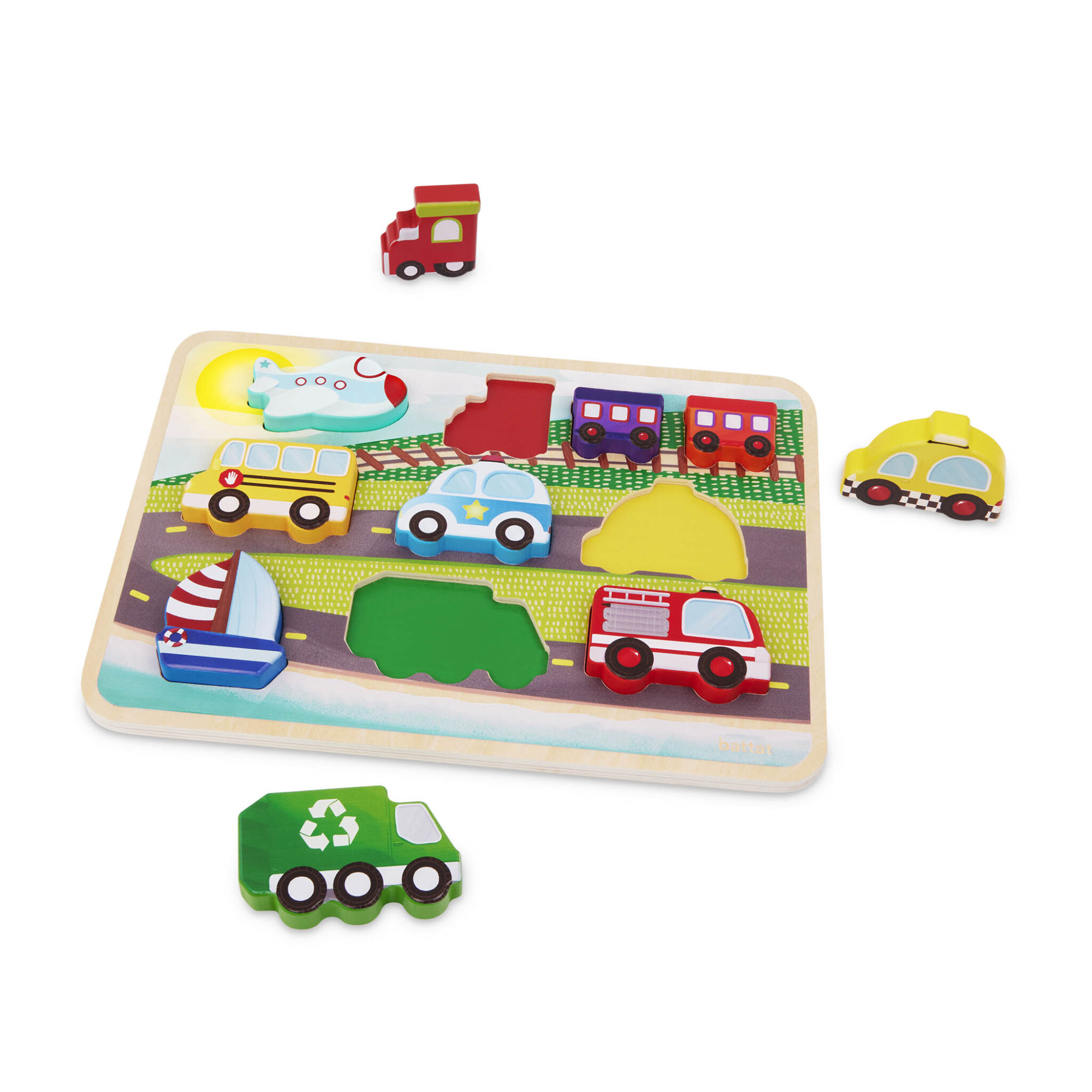 Puzzle Pals – Chunky Vehicle Puzzle | Wooden Puzzle | Battat