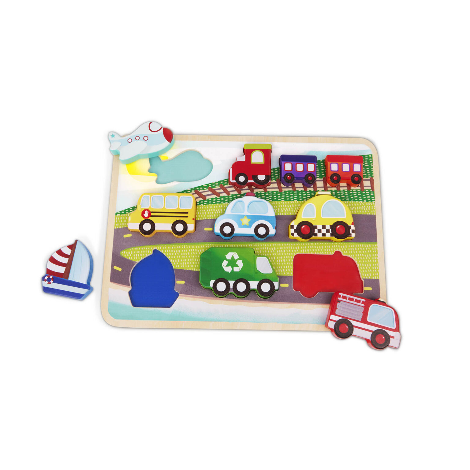 Puzzle Pals – Chunky Vehicle Puzzle | Wooden Puzzle | Battat