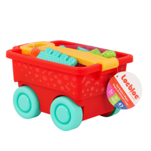Locbloc Red Builder's Wagon | Wagon & Building Blocks | Battat